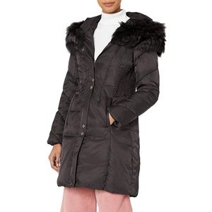Via Spiga | Jackets & Coats | New Via Spiga Black Lux Faux Fur Trim ...